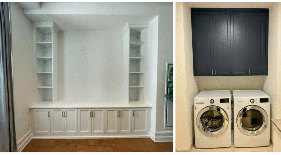Dual Custom Installs: Entertainment Built-In + Laundry Room Storage ...